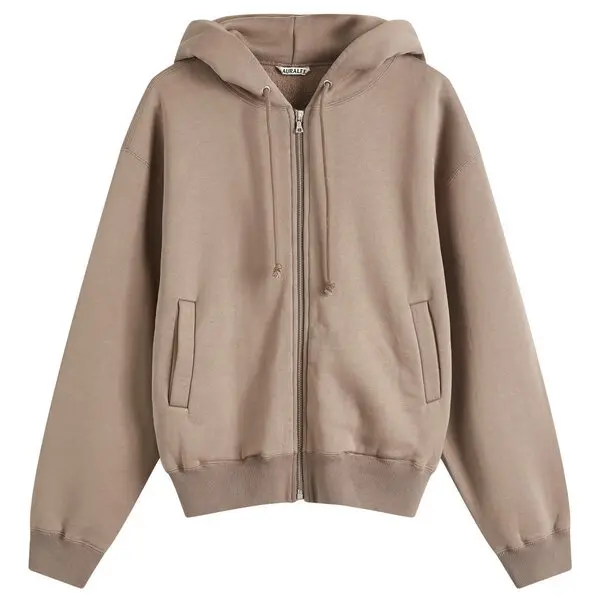 トップス Auralee SMOOTH SOFT SWEAT ZIP PARKA Buy Auralee Smooth Soft Sweat Zip Parka Jacket - Olive Brown